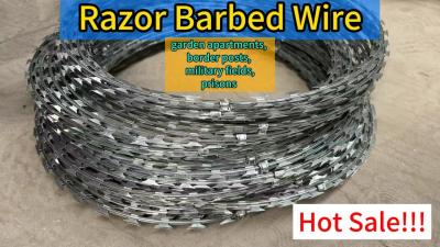 China Manufacturer Supply 500mm Coil Diameter Concertina Razor Barbed Wire for sale