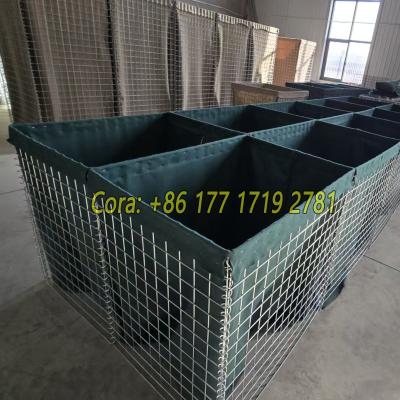 China Anti-Rost 4,0 mm galvanisierte geschweißte Gabion Box ausgekleidet Geotextil Stoff für die Verteidigungsbarriere Sand gefüllte Bastion Wand zu verkaufen