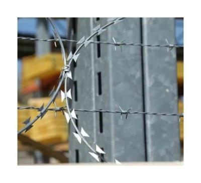 China Razor Barbed Wire Galvanized BTO-22 Razor 450mm Wire Fence Stretched Barbed for sale