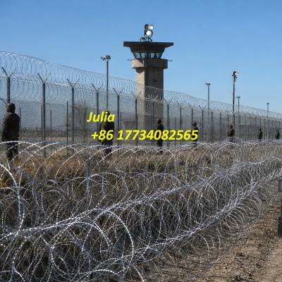 China High Security Razor Barbed Wire Galvanized Steel Fencing Solution With Dedicated Clips And Excellent Defense Capability for sale