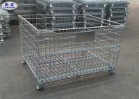 China Folding Stackable Industrial Wire Containers Pallet Cage With U Shaped Channel for sale