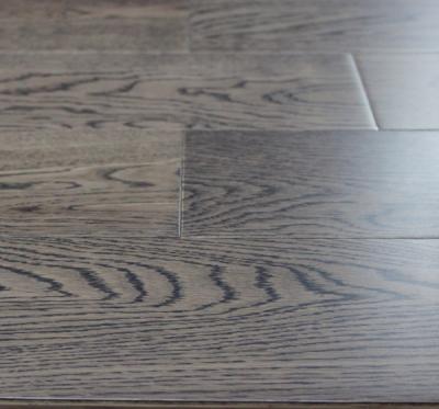 China Russian White Oak Engineered Wood Flooring, dark gray color with smooth surface for sale