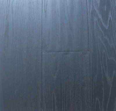 China totally black stained oak engineered wood flooring, handscraped and brushed surface for sale