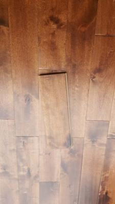 China distressed birch solid hardwood flooring with handscraped & charter Mark texture for sale