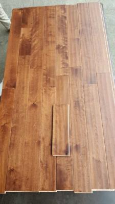 China distressed birch solid hardwood flooring with handscraped & charter Mark texture for sale