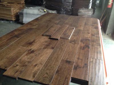 China Hickory Solid Hardwood Flooring,handscraped & distressed surface, character grade, different colors available for sale