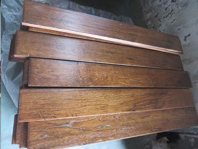 China Hickory Solid Hardwood Flooring,handscraped & distressed surface, character grade, different colors available for sale