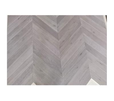 China Chevron Engineered Oak Flooring With Stone Grey Stained Selected ABC Grade for sale