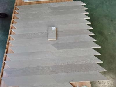 China Chevron Engineered Oak Flooring With Stone Grey Stained Selected ABC Grade for sale