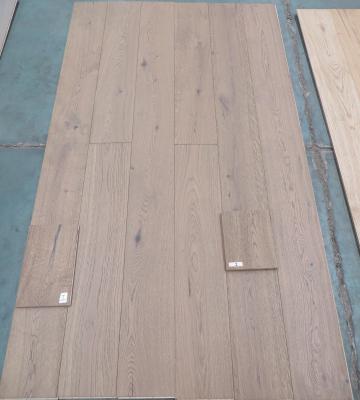 China Smoked rustic Oak engineered parquet flooring, color I for sale