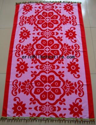 China printed beach towel with your logo , 100% cotton material , with fringes for sale