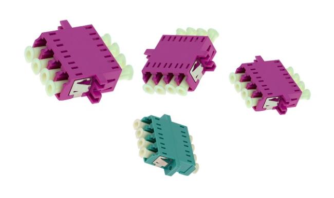 Quad UPC LC To LC Adapter Multi Mode Gray Full Flanged 0
