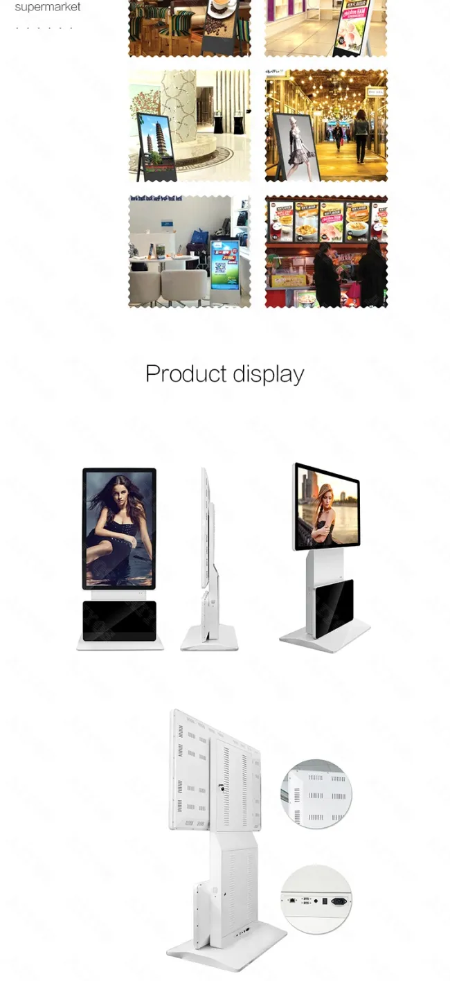 43" Rotate Floor Stand 360 Digital Signage Kiosk Horizontal Totem Advertising Display