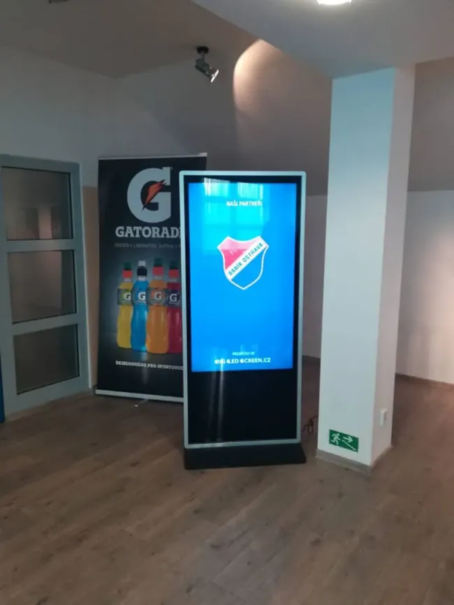 Touch screen kiosk angled view