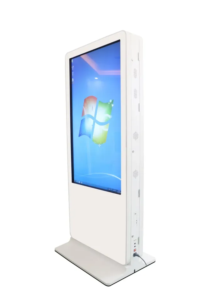 55-inch double sided touch screen kiosk side view