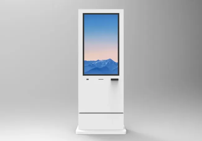 55-inch touch screen kiosk in use