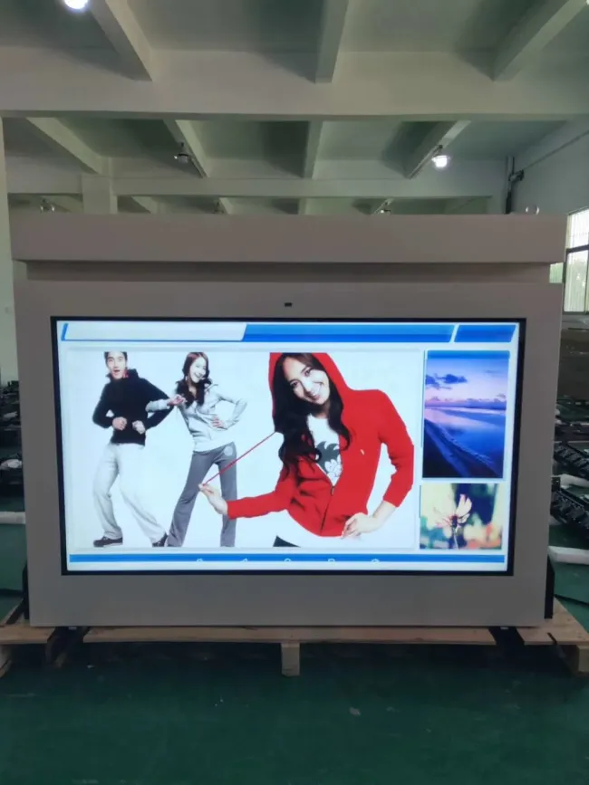 55-inch kiosk side view showing ports