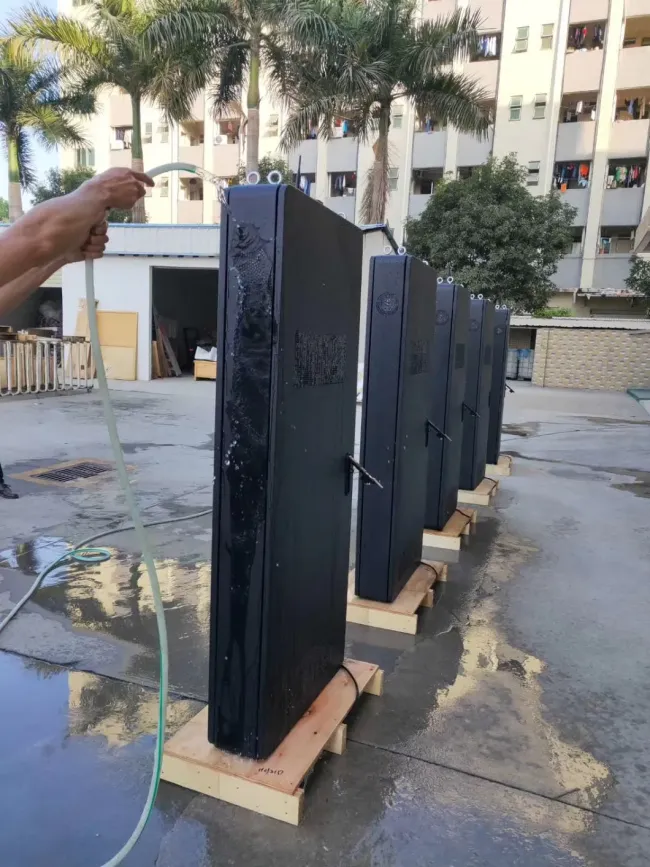 Detailed view of kiosk connection ports