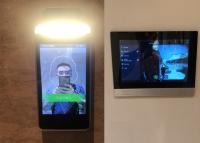 China Heimann Sensor Face Recognition Temperature Kiosk With QR Code MIPS Software for sale