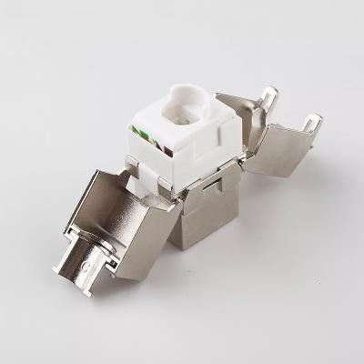 China RJ45 Cat7 Keystone Jack Module With Shielded Toolless 8p8c Zinc Alloy 26AWG Cable for sale