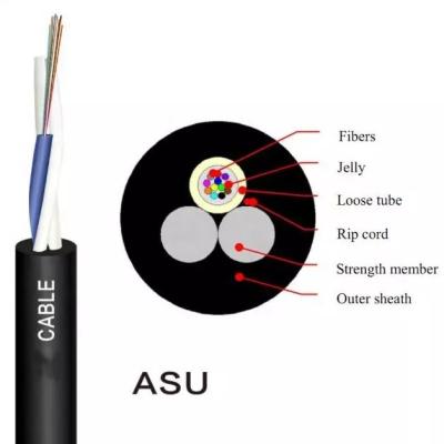 China 12 Core ASU Fiber Optic Cable G652D 80/100/120M Span For Outdoor Aerial for sale