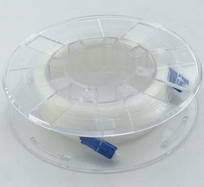 중국 FTTH 투명한 명백한 섬유 낙하 케이블 0.9 밀리미터 단단한 버퍼링된 G657A2 SC / UPC-SC / UPC 100m 판매용