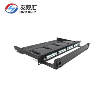 China 19 Inch 1U 96 Port Rack Mount MPO Patch Panel With 4x24 Fiber Cassette Module for sale