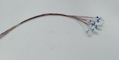 China 1.5m (5ft) Fiber Pigtail LC UPC 12 Fibers OS2 Single Mode 0.9mm Fanout Yellow for sale