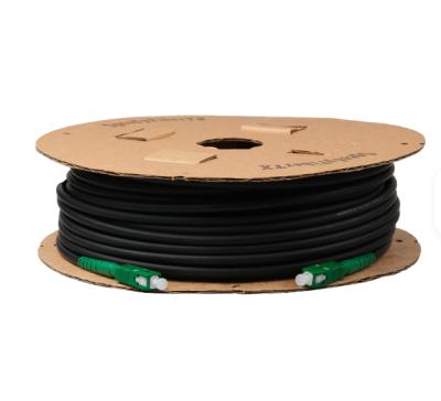 China FTTH Preterminated Outdoor 4.8mm 1F Ruggedized Drop Cable G657A2 SC/APC-SC/APC Black LSZH for sale