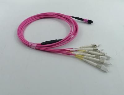 Cina Cavo patch breakout da 8 fibre MPO a LC UPC Duplex Multimode OM4 Magenta 1m (3ft) in vendita