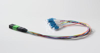 China 12 core MTP mpo fanout cable, MPO MTP To LC breakout cable 0.9mm, for mpo mtp cassette termination for sale