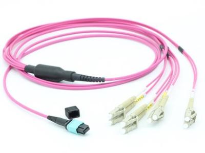 中国 8中心MPO MTPのパッチ・コード多重モード50/125um OM4 LSZHブレイクアウト ケーブル2.0 Mmのファン・アウト 販売のため