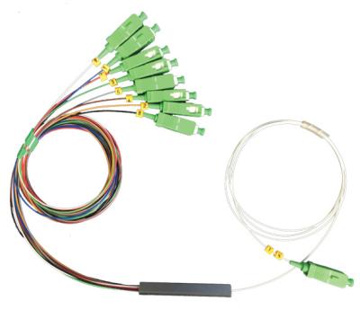 China 1*8 Optical Fiber Optic Splitter Singlemode Blockless SC/APC Customized Pigtail Length for sale