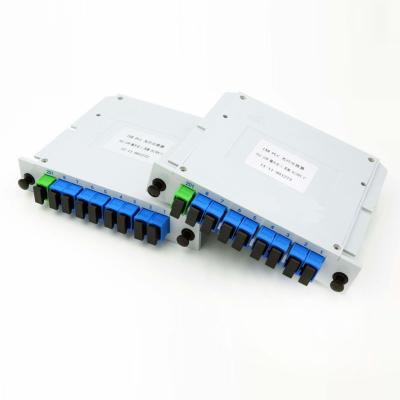 China Mini Plug - In Cassette Fiber Optic Splitter 1 In 8 Out Ports LGX Box Compact Size for sale