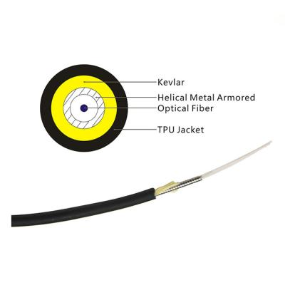China OM3 OM4 FTTA Outdoor Fiber Optic Cable Tactical Armored 2/4/6 Core PE/TPU Jacket for sale