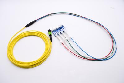 China Single Mode Optical Fiber Patch Cord MPO MTP To LC Uniboot Cable 8/12/24 Fibers for sale