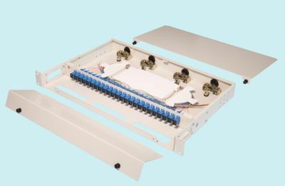 China 12/24 Port Fiber Optic Patch Panel Rack Mounted Terminal Box With Dust Cover for sale