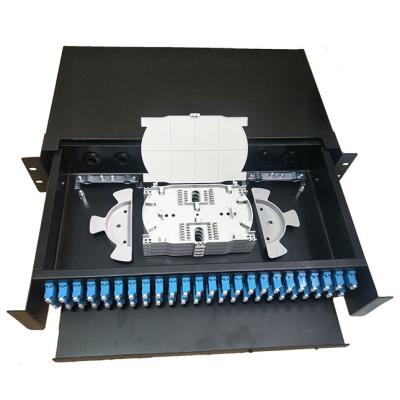 China 48 Port LC Fiber Patch Panel, 19 rack mount fiber optic lc patch panel,sliding drawer 1U fiber optic patch panel for sale