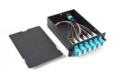 China Fiber optic cassette module 12/24 Port multimode 10G OM3 preloaded with MPO MTP to LC fanout cable patch cord for sale
