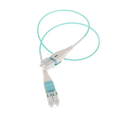 China Uniboot LC LC Fiber Optical Patch Cord Flat Clip Duplex OM3 PVC/OFNR 2.0mm BIF for sale