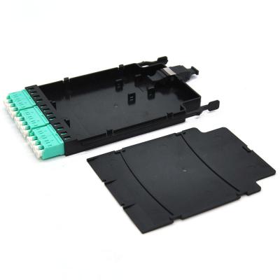 China Ultra High Density Fiber Optic Patch Panel MPO/MTP Cassette Module With Quad LC Adapters for sale