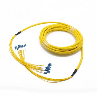 China Multifiber Fiber Optic Breakout Cable 12 Core LC/UPC To LC/UPC For Indoor High Density Cabling for sale