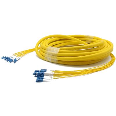 China Multifiber Fiber Optic Breakout Cable 12 Core LC/UPC To LC/UPC For Indoor High Density Cabling for sale
