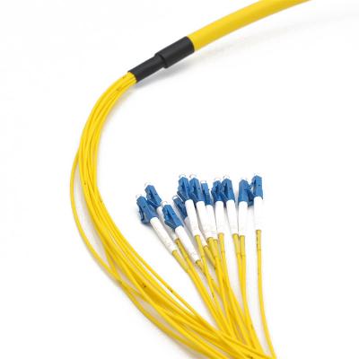 China Multifiber Fiber Optic Breakout Cable 12 Core LC/UPC To LC/UPC For Indoor High Density Cabling for sale