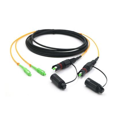 China Conector SC/APC del duplex H de la prenda impermeable de la asamblea de cable de la fibra de FTTX a la chaqueta de SC/APC PE en venta