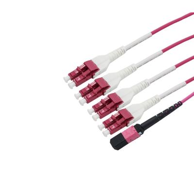 China Customized Optical Fiber Patch Cord QSFP MTP/MPO To Uniboot LC Duplex 8/12/24 Fiber for sale