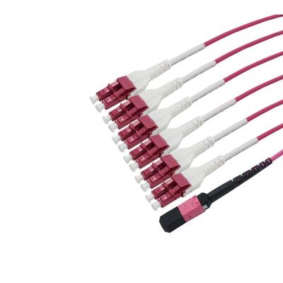 China Customized Optical Fiber Patch Cord QSFP MTP/MPO To Uniboot LC Duplex 8/12/24 Fiber for sale