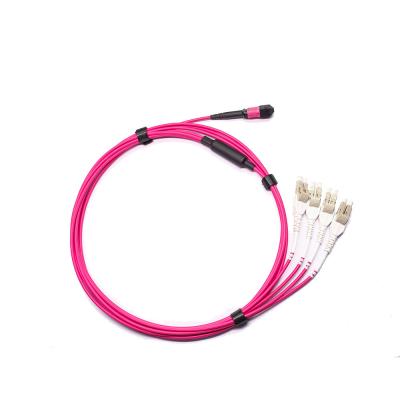 China Customized Optical Fiber Patch Cord QSFP MTP/MPO To Uniboot LC Duplex 8/12/24 Fiber for sale