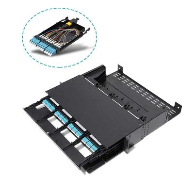 China Quad LC SPCC 1U 144 Core MTP MPO Fiber Patch Panel for sale