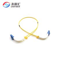 China PVC LC Singlemode Duplex Fiber Optic Patch Cord 90 Degree Boot for sale